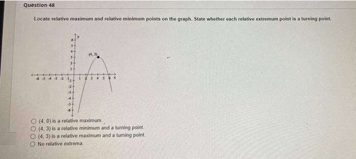 Solved Question 48 Locate relative maximum and relative | Chegg.com