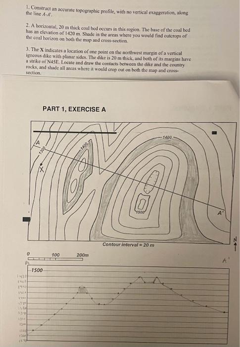 1. Construct an aceurate topographic profile, with no | Chegg.com