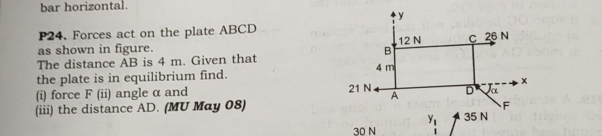 Solved P24. Forces act on the plate ABCD as shown in figure. | Chegg.com