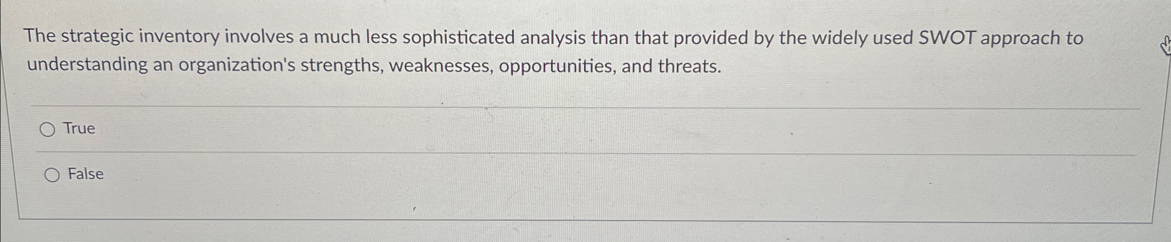 Solved The strategic inventory involves a much less | Chegg.com