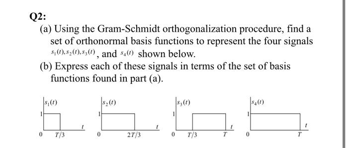 Q2: (a) Using the Gram-Schmidt orthogonalization | Chegg.com