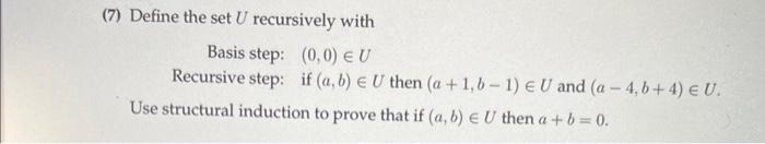 Solved (6) Define the set T recursively with Basis step: | Chegg.com