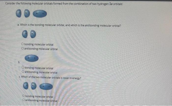 Solved Consider The Following Molecular Orbitals Formed From