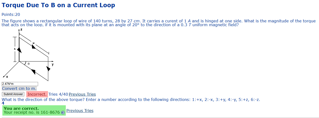 Solved Torque Due To B on a Current LoopPoints:20The figure | Chegg.com