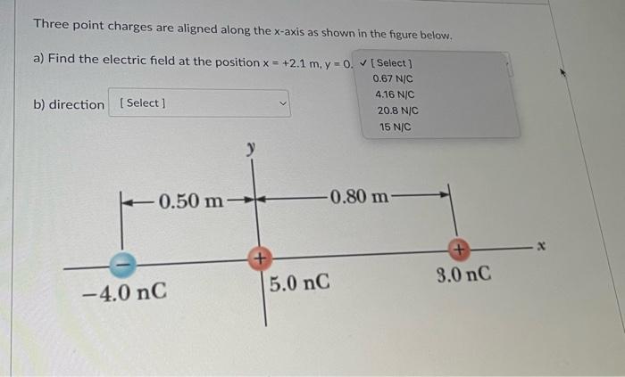 Solved Three point charges are aligned along the x-axis as | Chegg.com