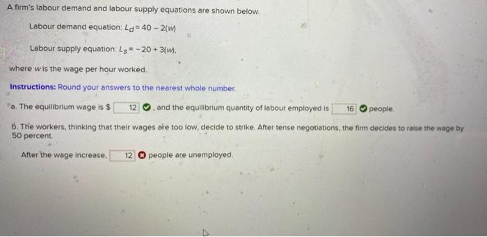 Solved A firm's labour demand and labour supply equations | Chegg.com