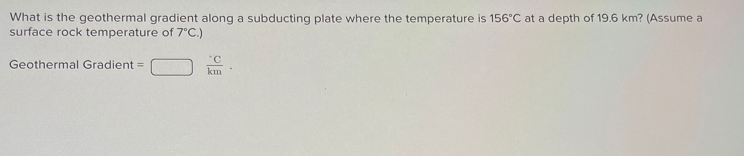 Solved What is the geothermal gradient along a subducting | Chegg.com