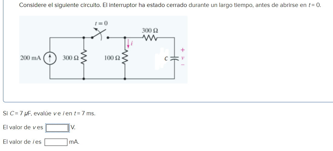 Solved Considere el siguiente circuito. El interruptor ha | Chegg.com