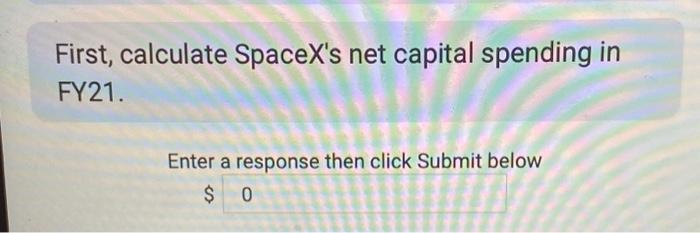 Solved I Balance Sheet First, calculate SpaceX's net | Chegg.com