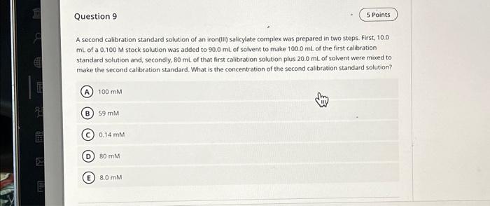 Solved A second calibration standard solution of an | Chegg.com