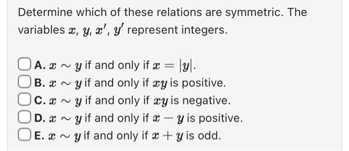 Solved Determine which of these relations are symmetric. The | Chegg.com