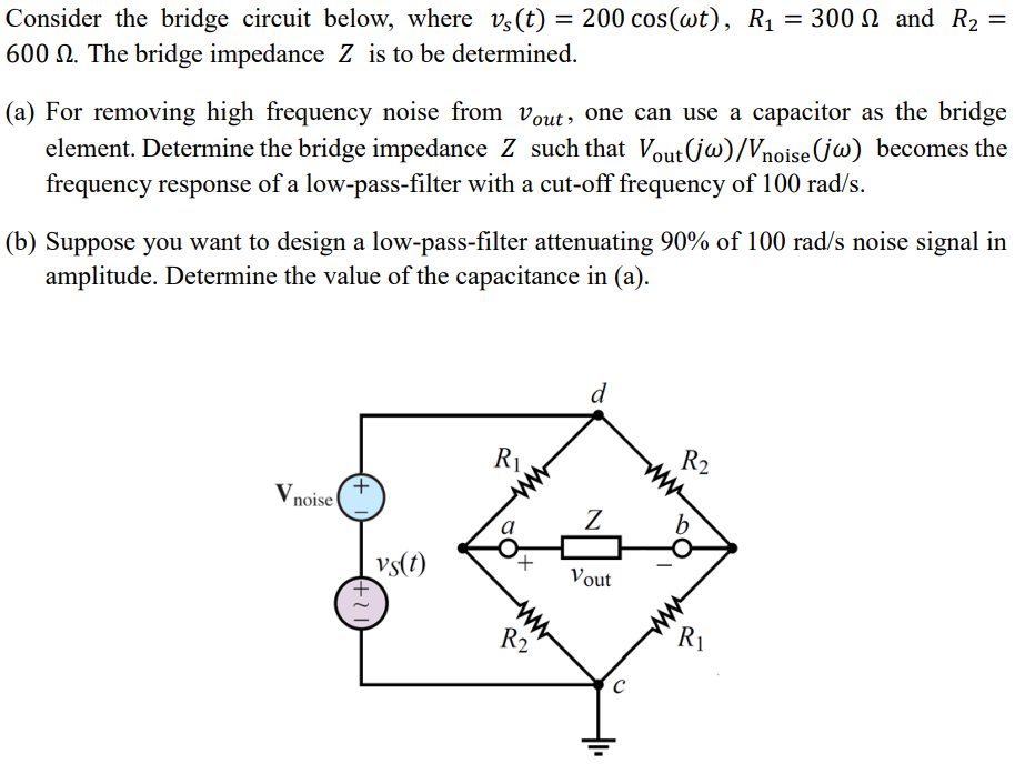 Solved Consider the bridge circuit below, where | Chegg.com