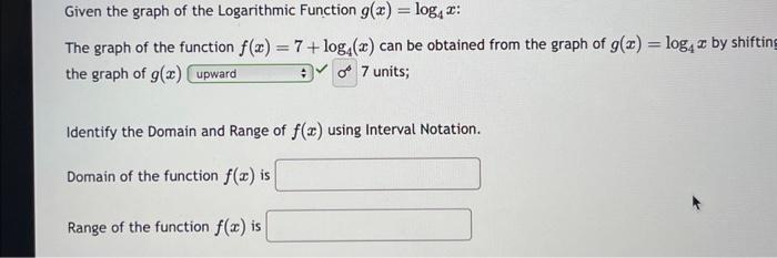 Solved Given the graph of the Logarithmic Function | Chegg.com