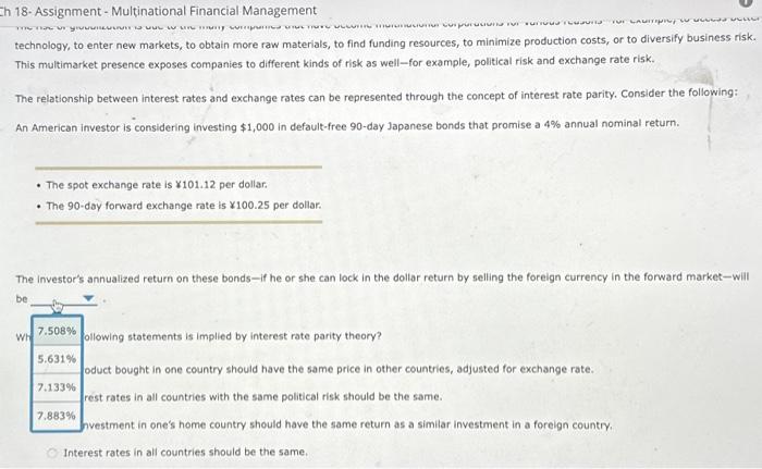 Solved 18-Assignment-Multinational Financial Management | Chegg.com