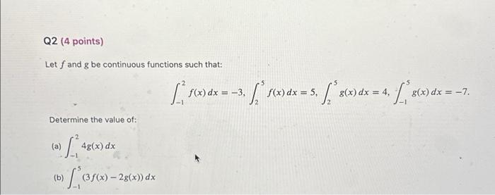 Solved Let f and g be continuous functions such that: | Chegg.com