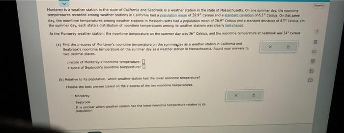 Solved Monterey is a weather station in the state of | Chegg.com