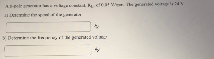 Solved A 6-pole generator has a voltage constant, Ke, of | Chegg.com