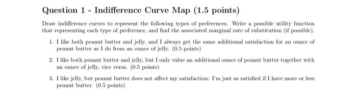 Solved Question 1 - Indifference Curve Map (1.5 points) Draw | Chegg.com