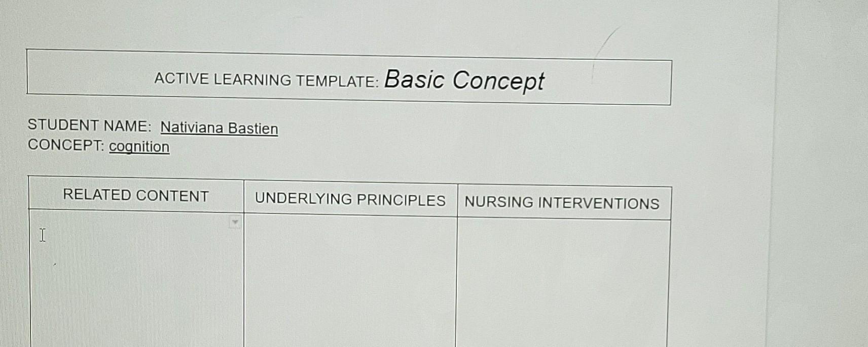 Solved ACTIVE LEARNING TEMPLATE: Basic Concept STUDENT NAME: | Chegg.com
