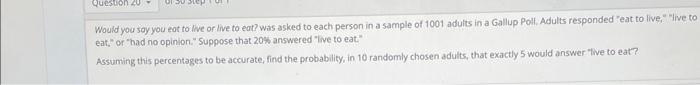 Solved Would you soy you eot to live or live to eat? was | Chegg.com