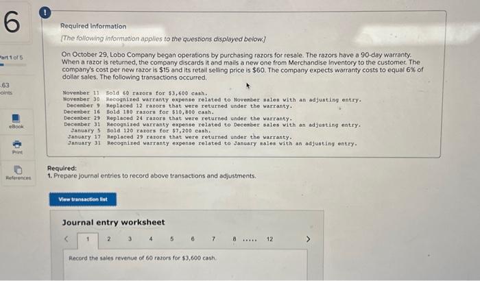 Solved Required information [The following information | Chegg.com