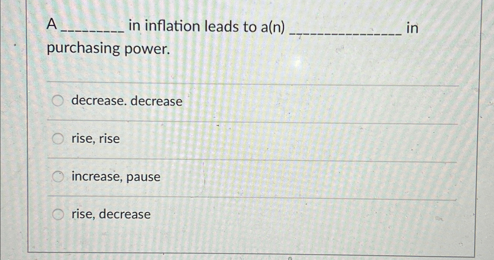 Solved A in inflation leads to a(n) ﻿n purchasing | Chegg.com