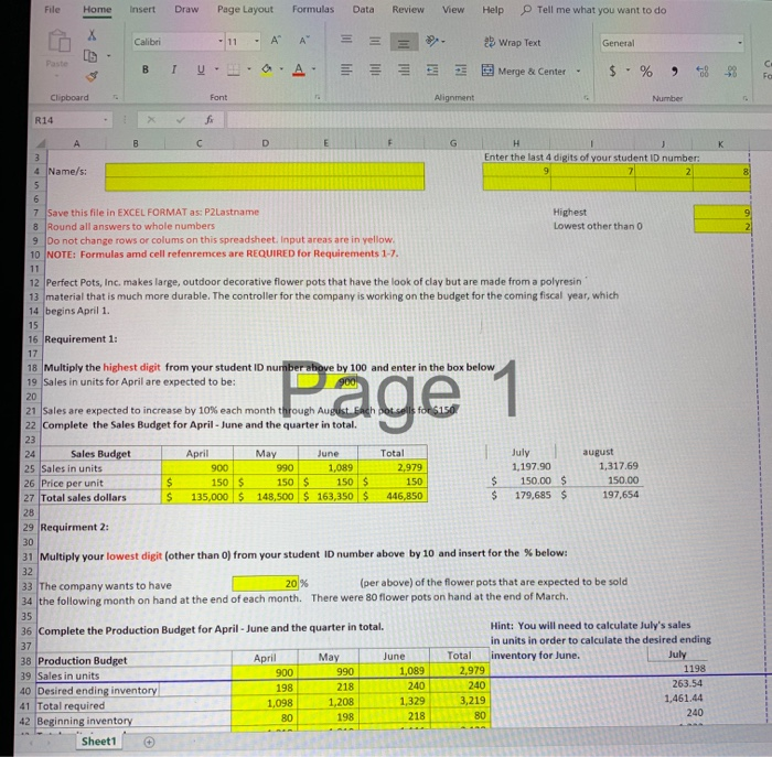 Solved Home Insert Draw Page Layout Formulas Data Review | Chegg.com