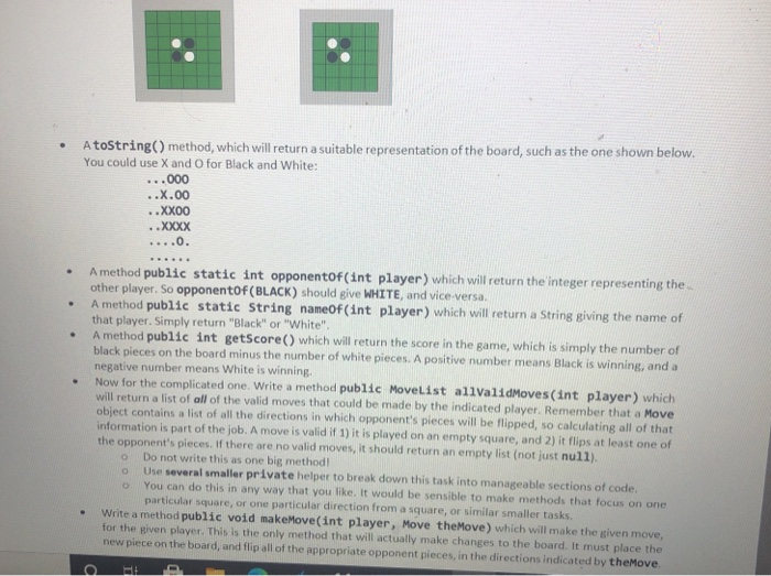 Phase 2: Board class for a Reversi (Othello) game In | Chegg.com
