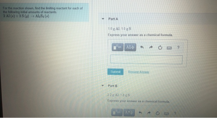 Solved For the reaction shown, find the limiting reactant | Chegg.com