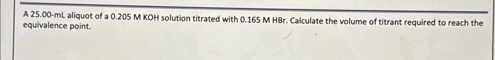 Solved A 25.00-mL aliquot of a 0.205MKOH solution titrated | Chegg.com