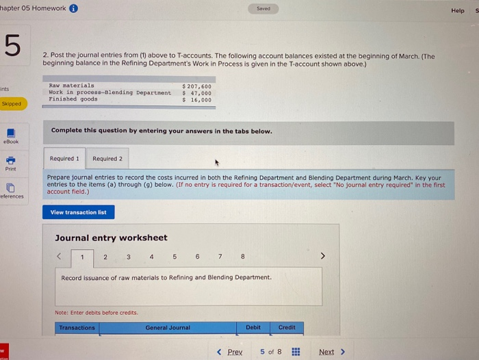 Solved pter 05 Homework Saved Help Save & Exit Check my 5 | Chegg.com