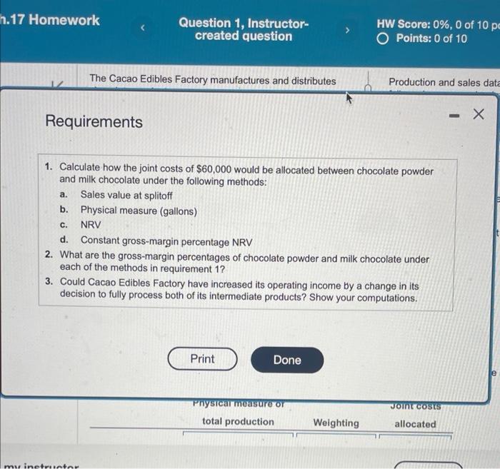Solved The Cacao Edibles Factory manufactures and | Chegg.com
