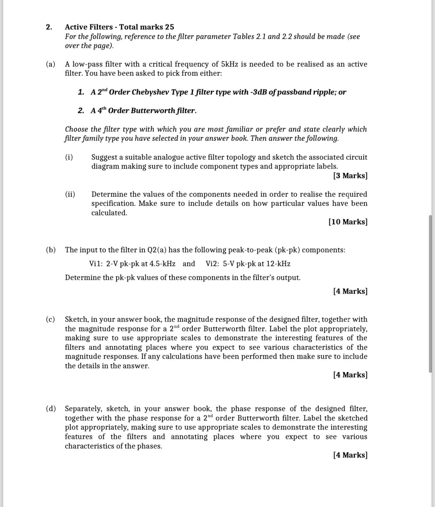 Solved Active Filters - ﻿Total marks 25For the following, | Chegg.com