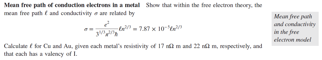 Solved Mean free path of conduction electrons in a metal | Chegg.com