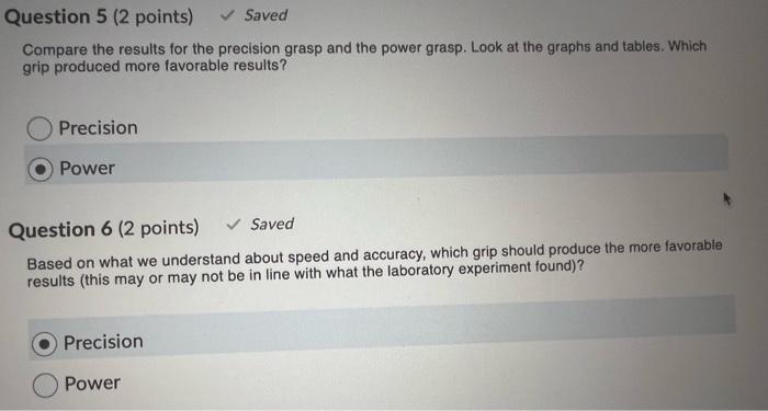 Solved Compare the results for the precision grasp and the | Chegg.com