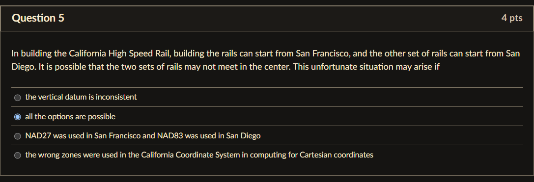 Solved Question 5 ﻿In building the California High Speed | Chegg.com