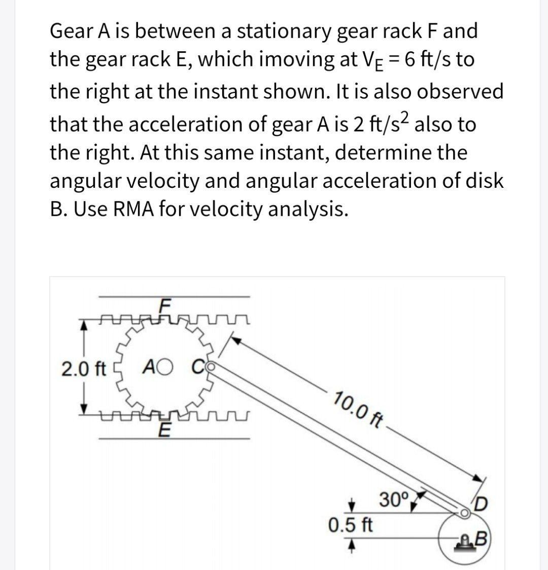 Solved Gear A is between a stationary gear rack Fand the | Chegg.com