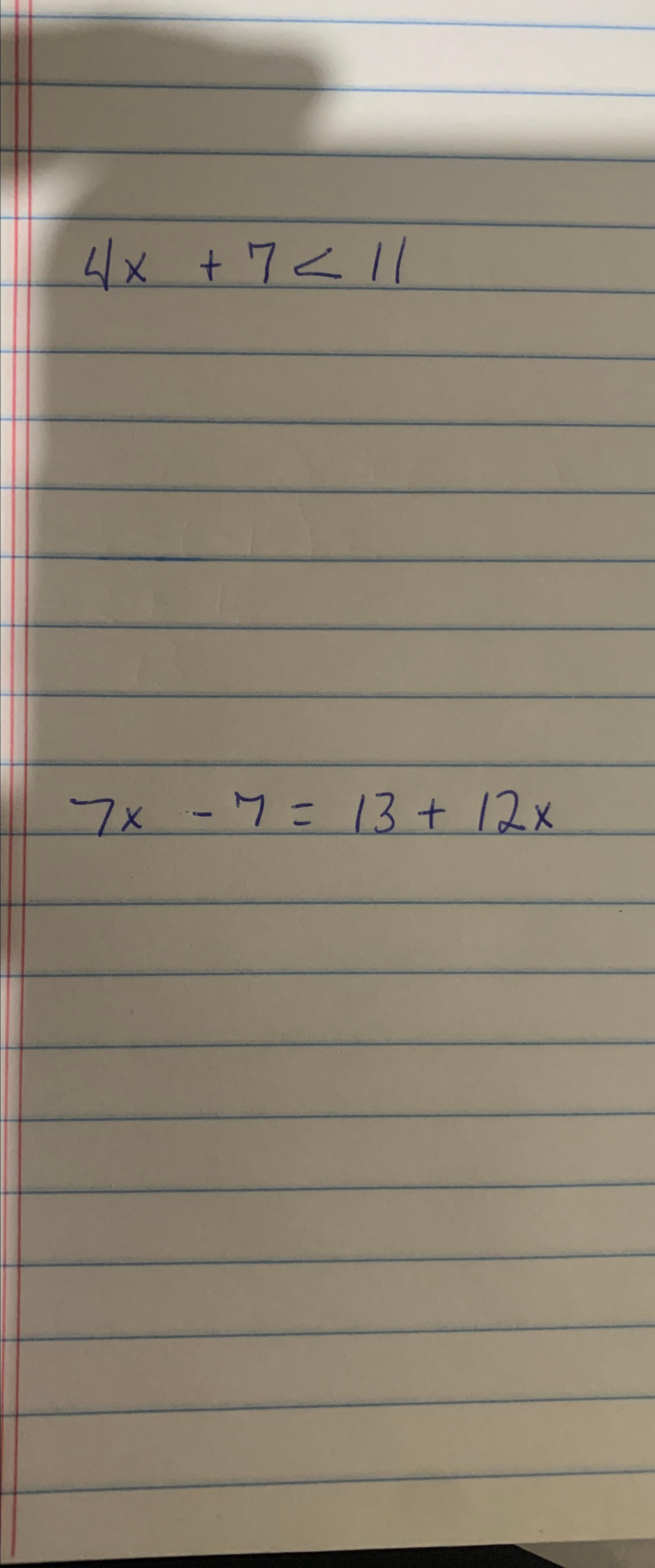 Solved 4x+7