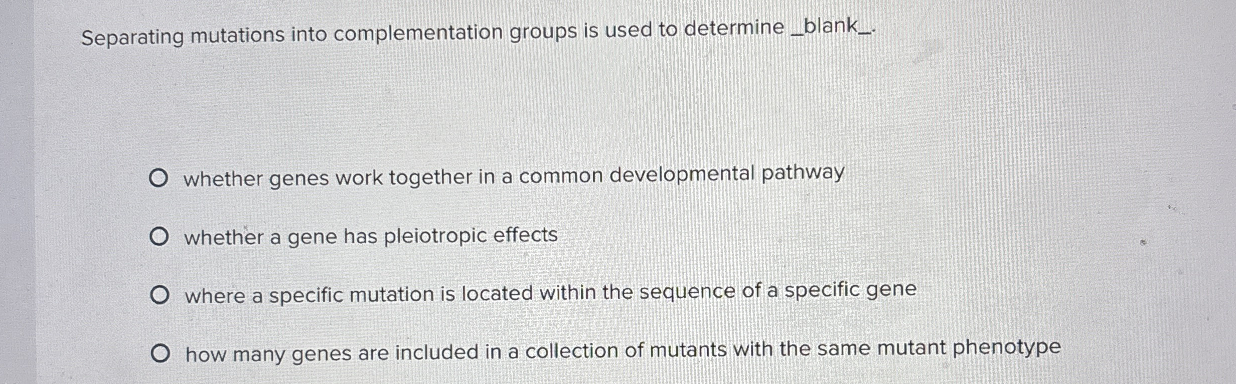 Solved Separating mutations into complementation groups is | Chegg.com
