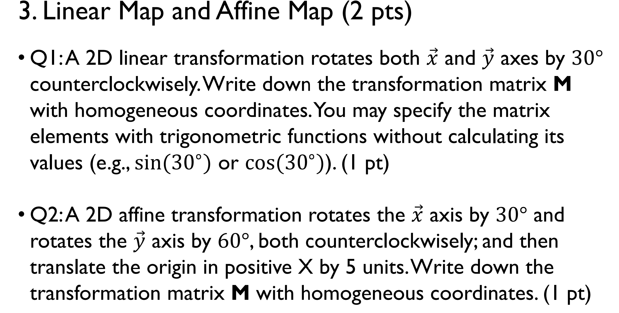 Solved Linear Map and Affine Map (2 ﻿pts)QI:A 2D linear | Chegg.com