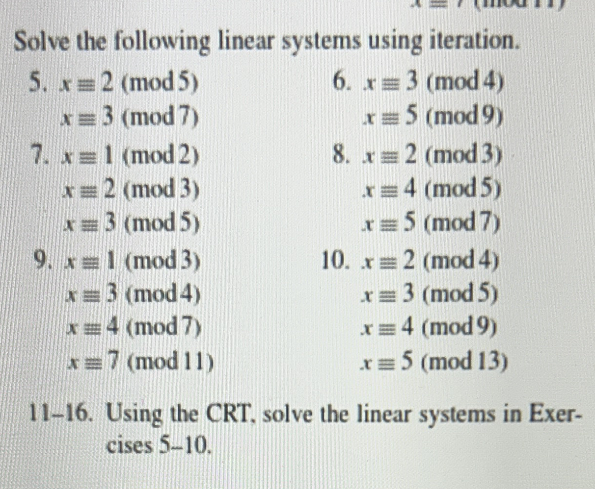 Solve the following linear systems using | Chegg.com