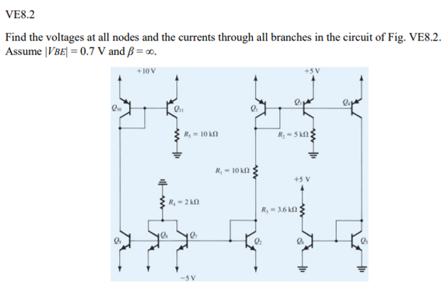 Solved VE8.2Find the voltages at all nodes and the currents | Chegg.com