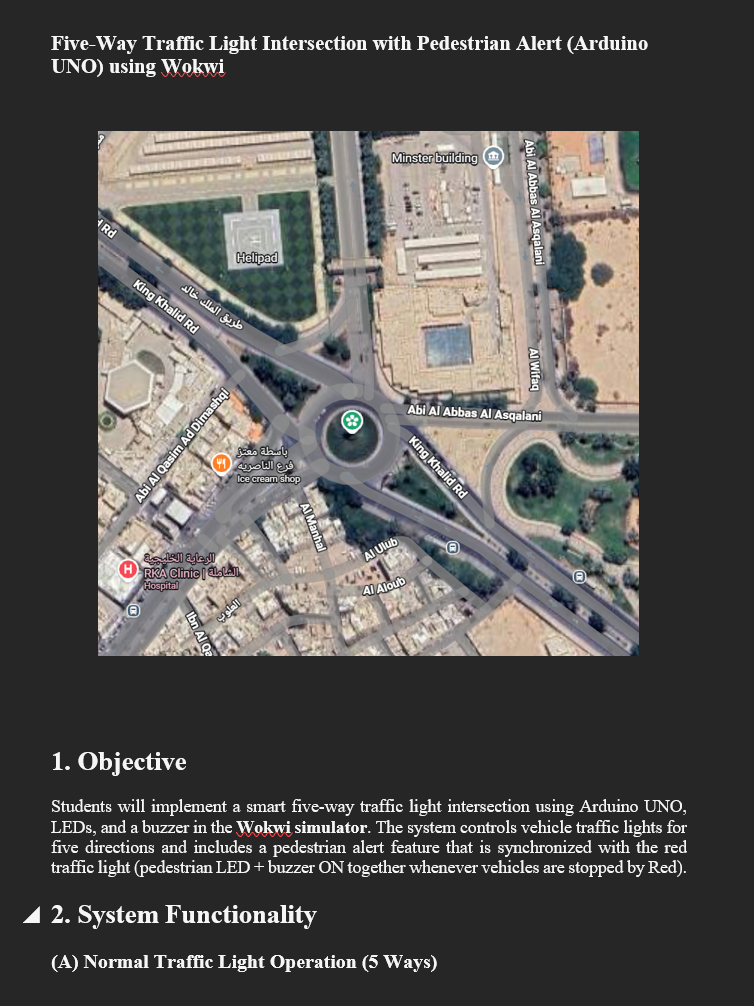 Five-Way Traffic Light Intersection with Pedestrian | Chegg.com