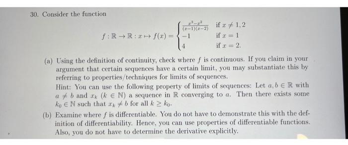Solved 30. Consider the function \\[ f: \\mathbb{R} | Chegg.com