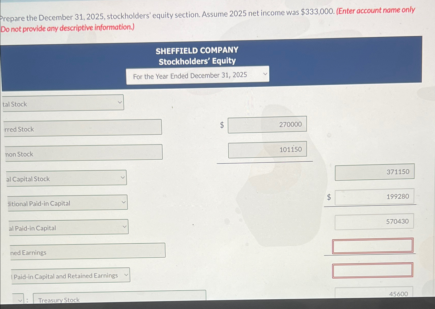 Solved Prepare the December 31, 2025, ﻿stockholders' equity | Chegg.com