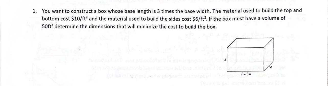 Solved You want to construct a box whose base length is 3 | Chegg.com