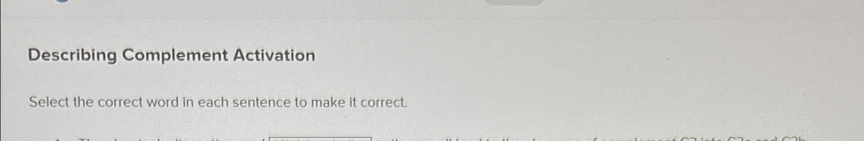 Solved Describing Complement ActivationSelect the correct | Chegg.com