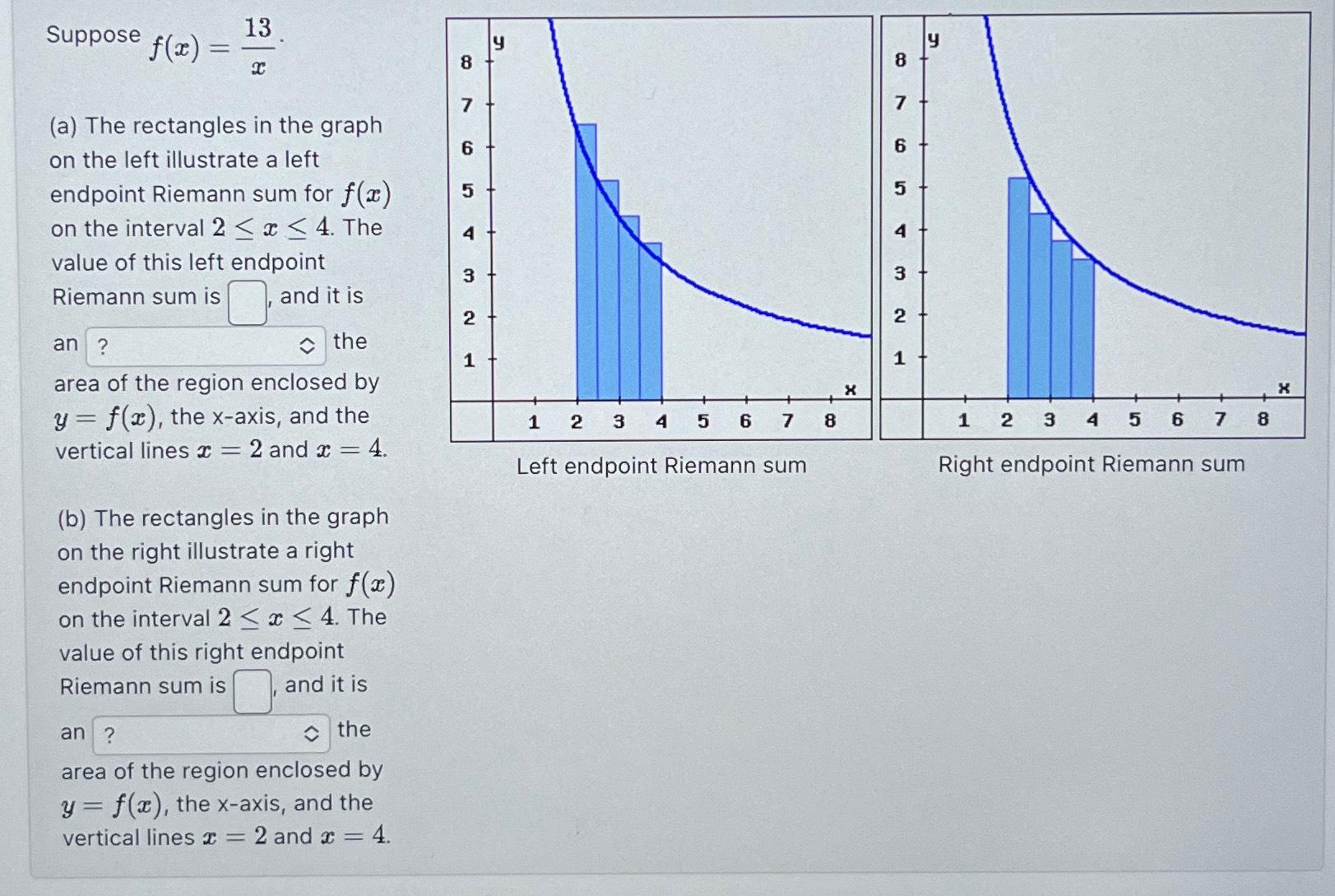 Solved Suppose f(x)=13x(a) ﻿The rectangles in the graph on | Chegg.com