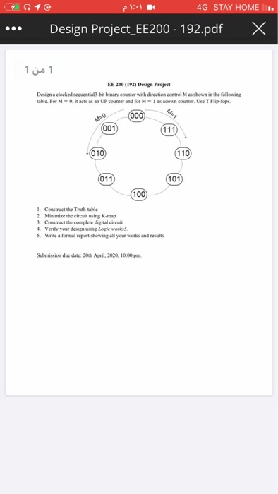 Solved p :-) 4G STAY HOME .. ... Design Project_EE200 - | Chegg.com