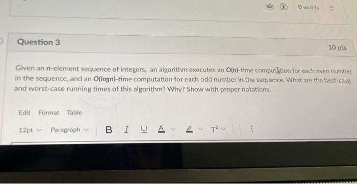 Solved Given An N Element Sequence Of Integers An Algorithm